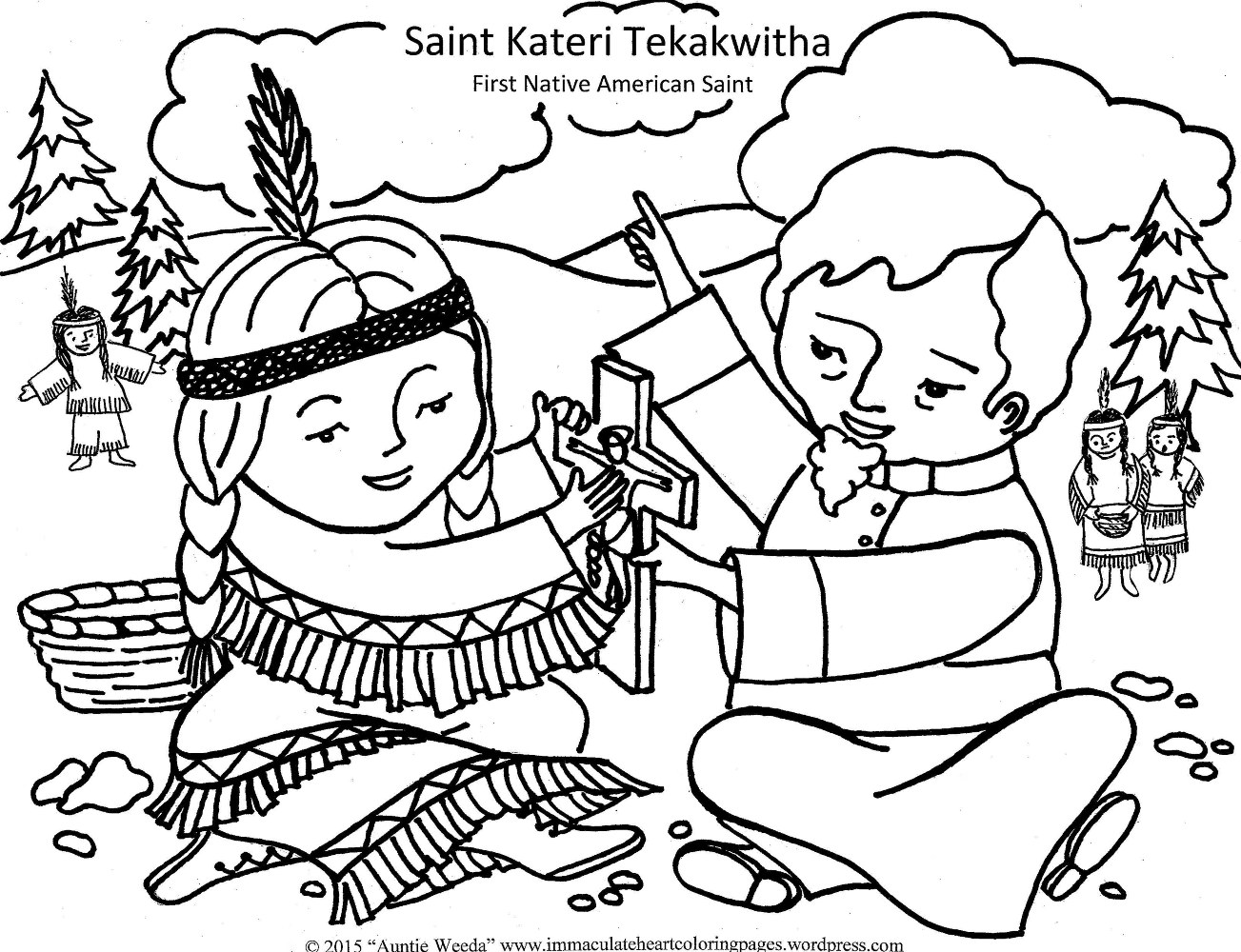 St. Kateri Coloring Pages And Drawing - The Catholic Homeschool