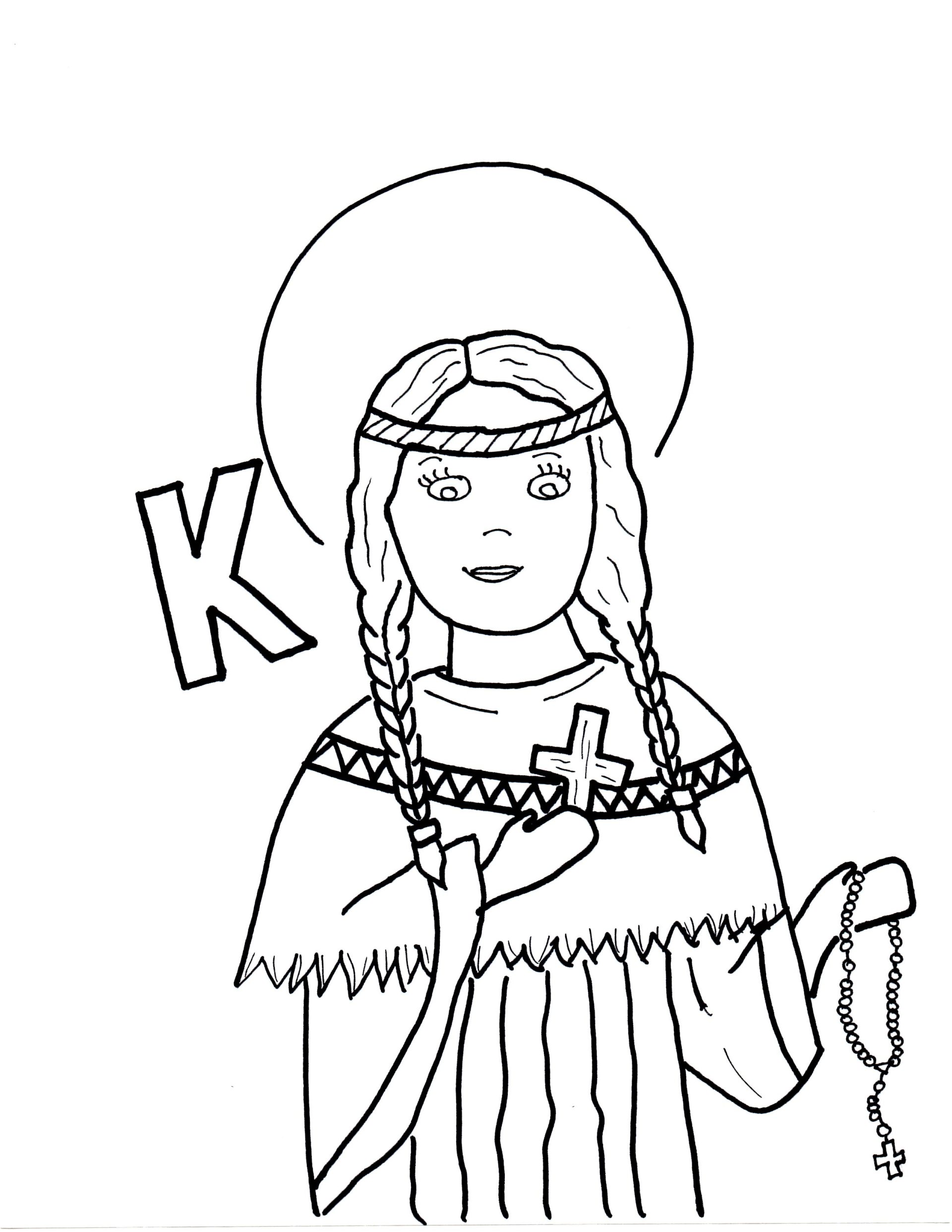St. Kateri Coloring Pages And Drawing - The Catholic Homeschool