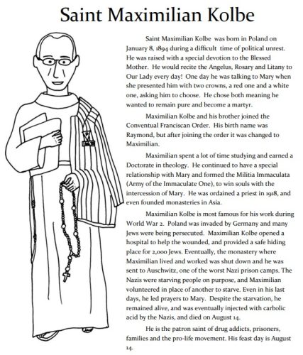 St. Maximilian Kolbe Coloring Pages - The Catholic Homeschool