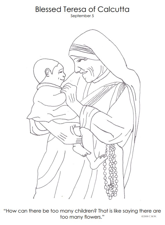 St. Teresa Of Calcutta Coloring Pages And Drawing - The Catholic Homeschool